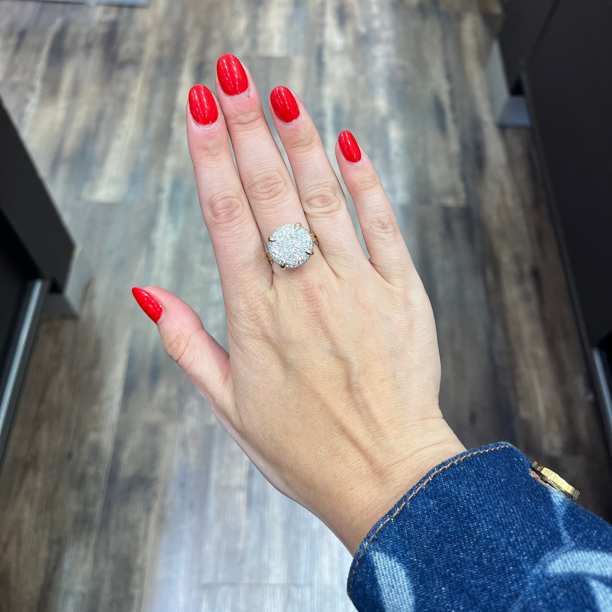 Pavé Diamond Button Ring – Landsberg Jewelers
